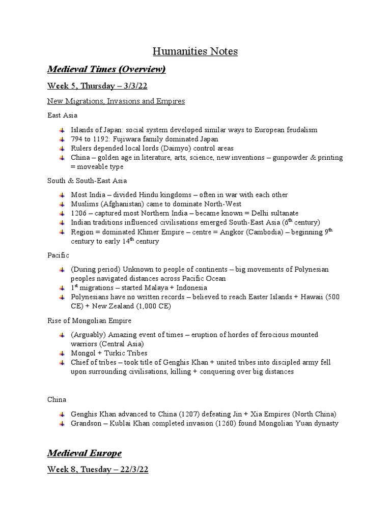 Term 1 Humanities Notes | PDF | Mongol Empire | Roman Empire