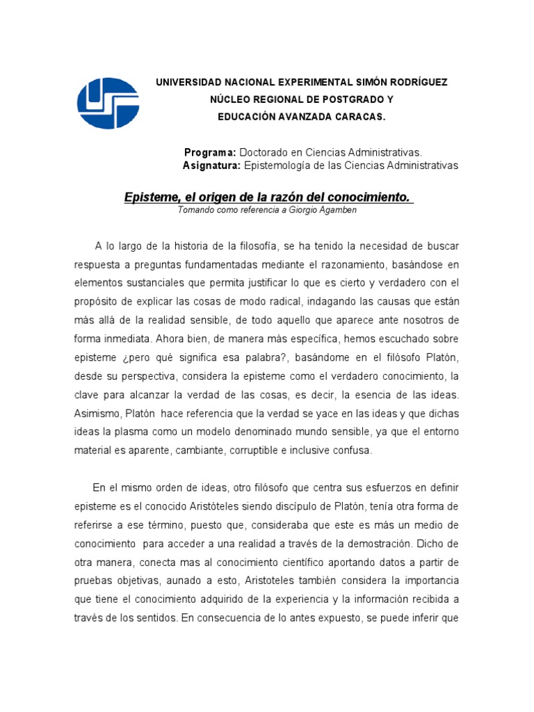 Definición y Origen de la Episteme | PDF | Conocimiento | Paradigma