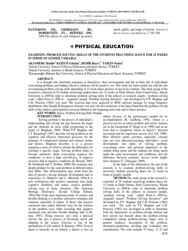 Pproblem Solving Skillls Dance Students 12week Study | PDF | Thought ...