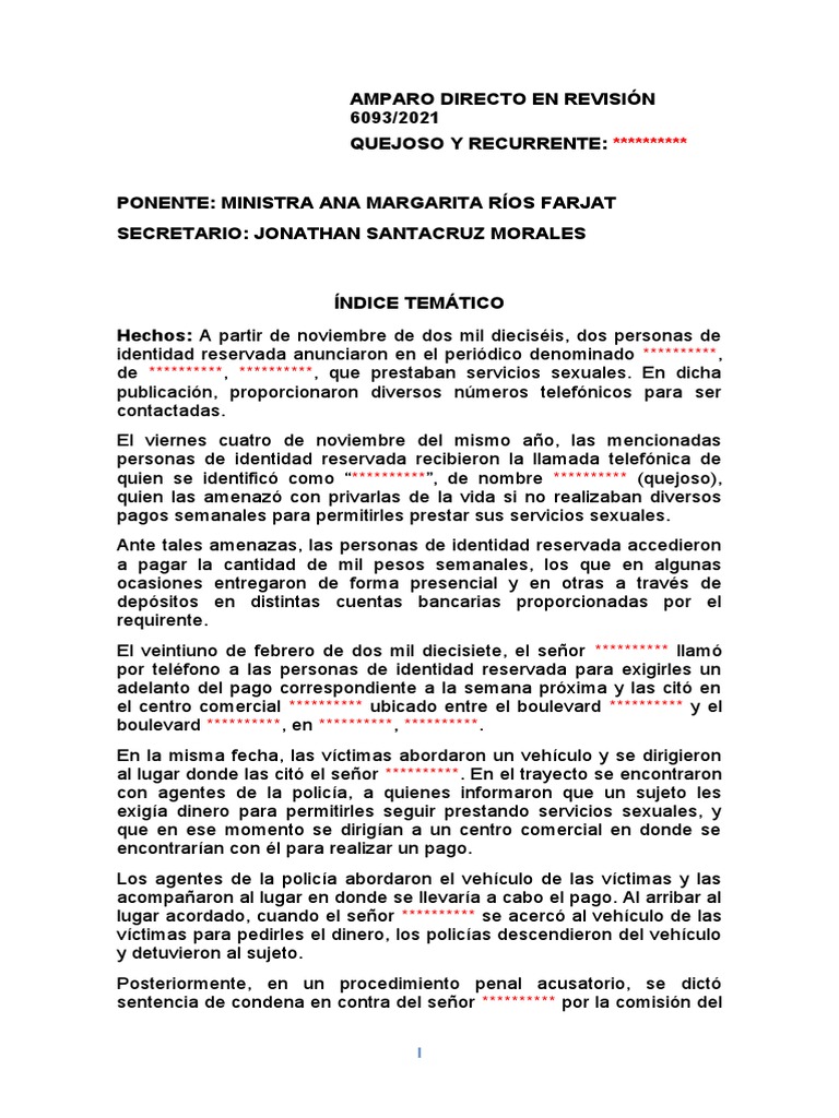 Amparo Directo en Revisión 6093/2021 Quejoso Y Recurrente: Ponente ...