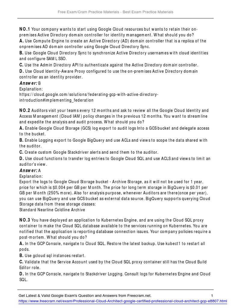 Professional Cloud Architect | PDF | Cloud Computing | Active Directory