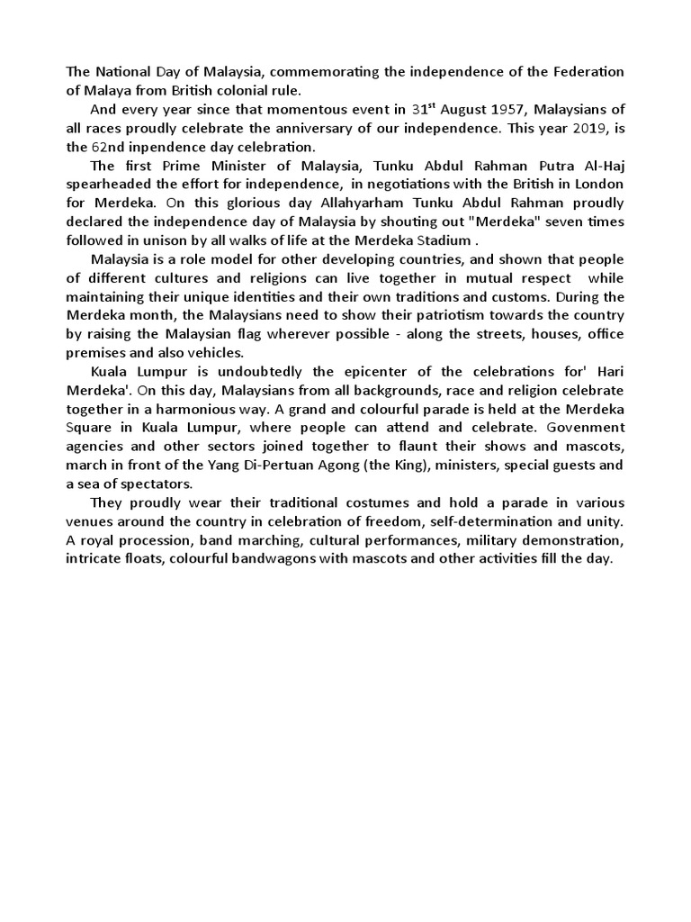 Merdeka Celebration: 62nd Anniversary | PDF | Travel