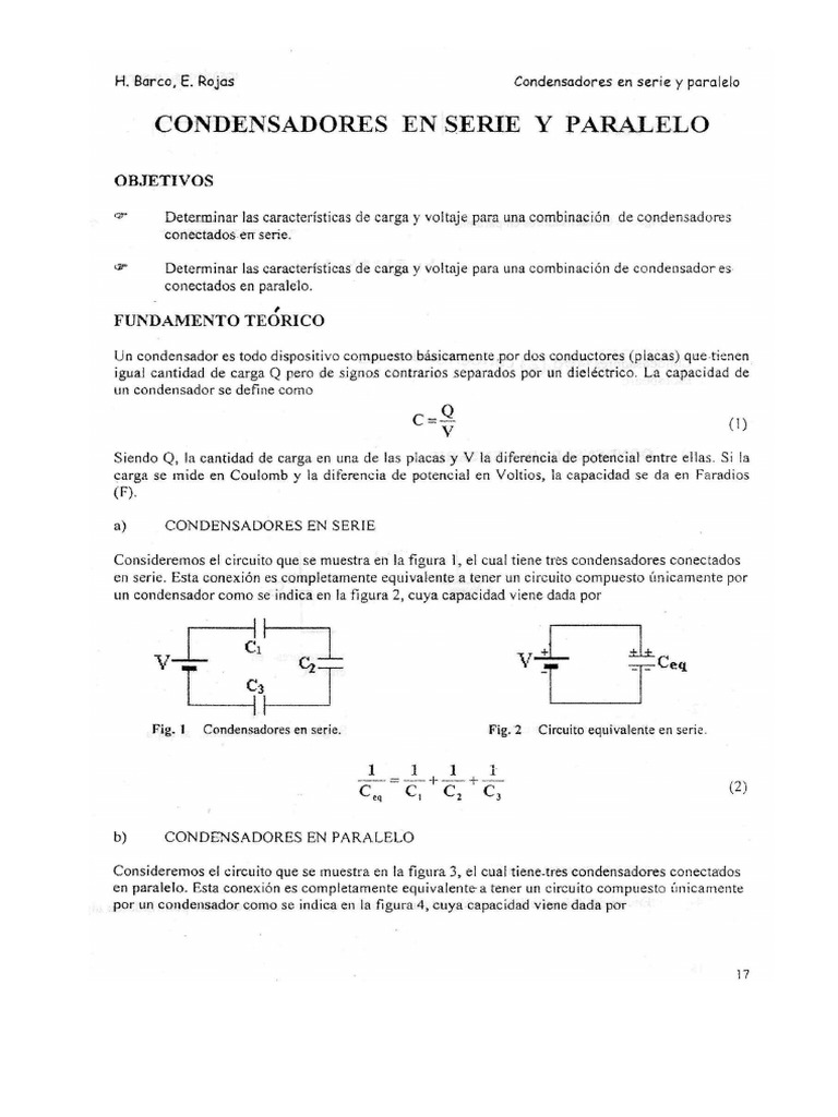 Guía 2 - Condensadores en Serie y Paralelo | PDF