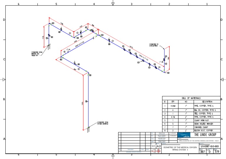 Medical Oxygen Piping Isometric Drawing | PDF | Industrial Gases | Gases