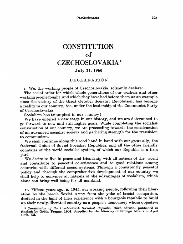 Constitution Czechoslovakia': July 11, 1960 | PDF | Socialism | Communism