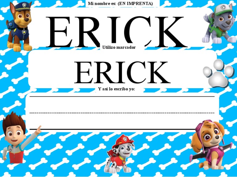 Aprendo A Trazar Mi Nombre - Erick | PDF