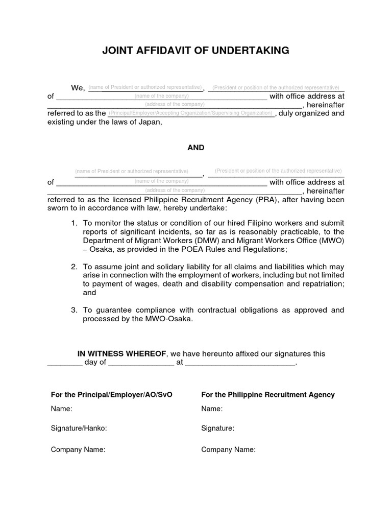Joint Affidavit of Undertaking Revised3 | Download Free PDF | Private ...