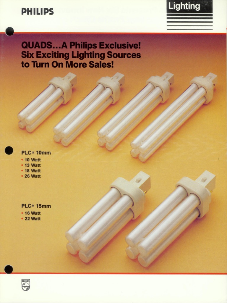Philips PLC Quad Compact Fluorescent Lamps Brochure 4-87 | PDF