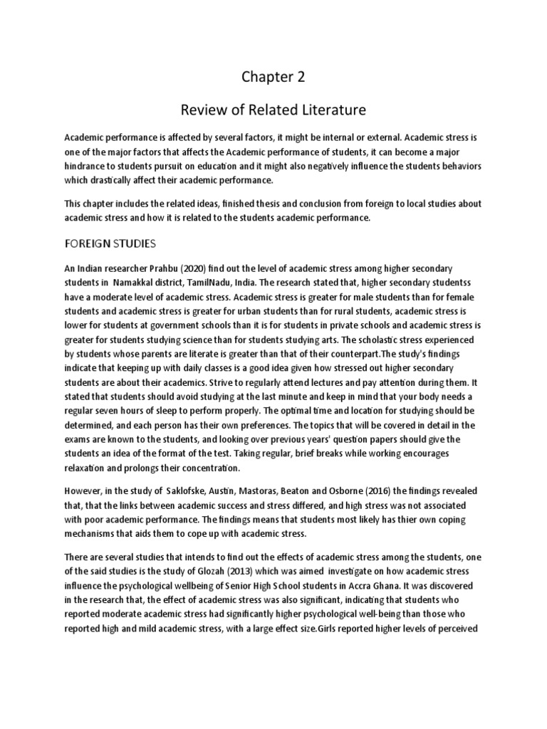 Review of Related Literature | PDF | Stress (Biology) | Anxiety