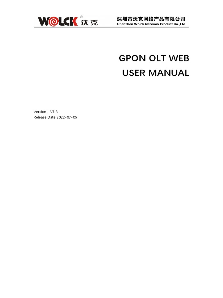 Wolck Gpon Web User Manual | PDF | Port (Computer Networking) | Computer Network