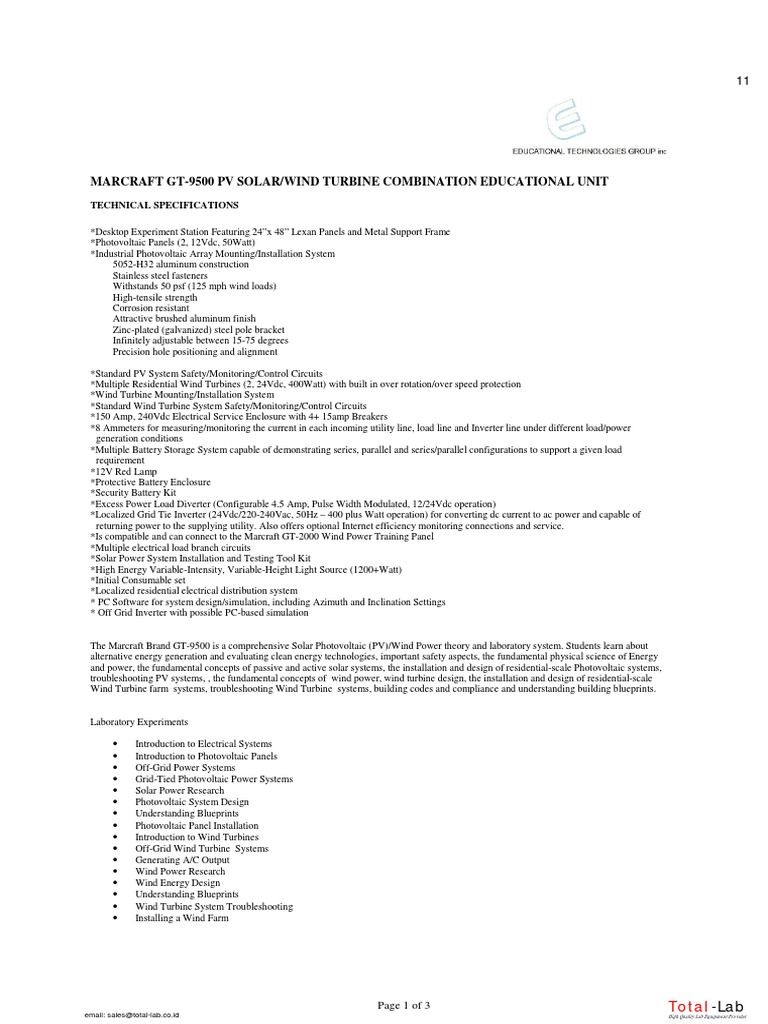 9. GT-9500 Specification Overview C | PDF | Photovoltaic System | Photovoltaics