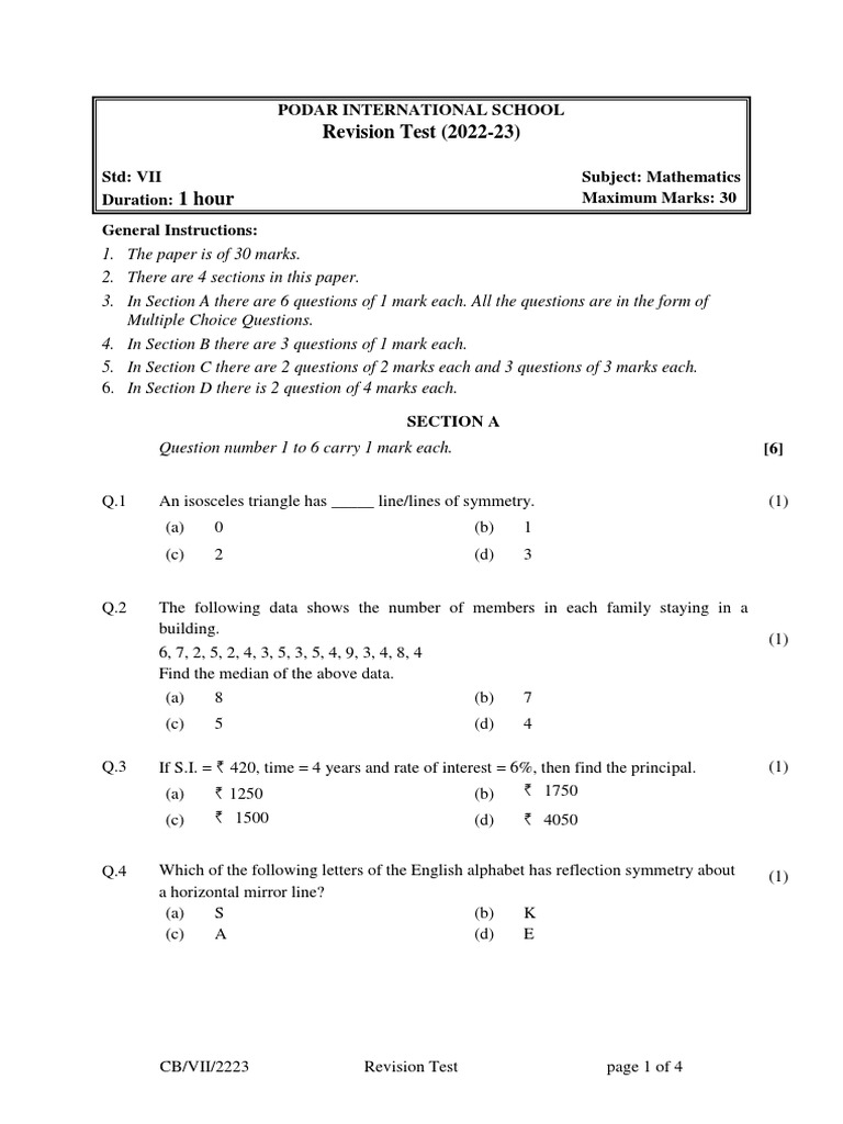 QP CB VII Math RT | PDF | Geometry
