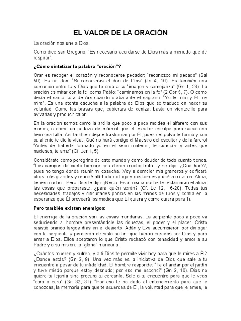 El Valor de La Oración | PDF | Oración | Creencia religiosa y doctrina