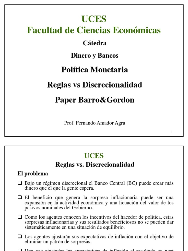 Política Discrecional y Expectativas Inflacionarias | PDF | Inflación ...