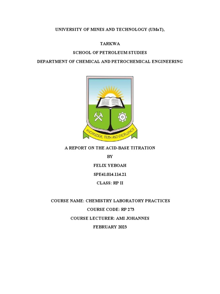 Acid Base Titration Lab Report | PDF Acid Base Titration Lab Report | PDF