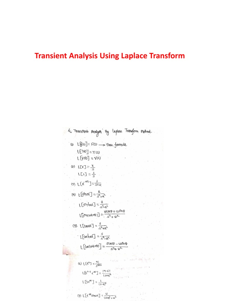 Transient Analysis Using Laplace Transform | PDF