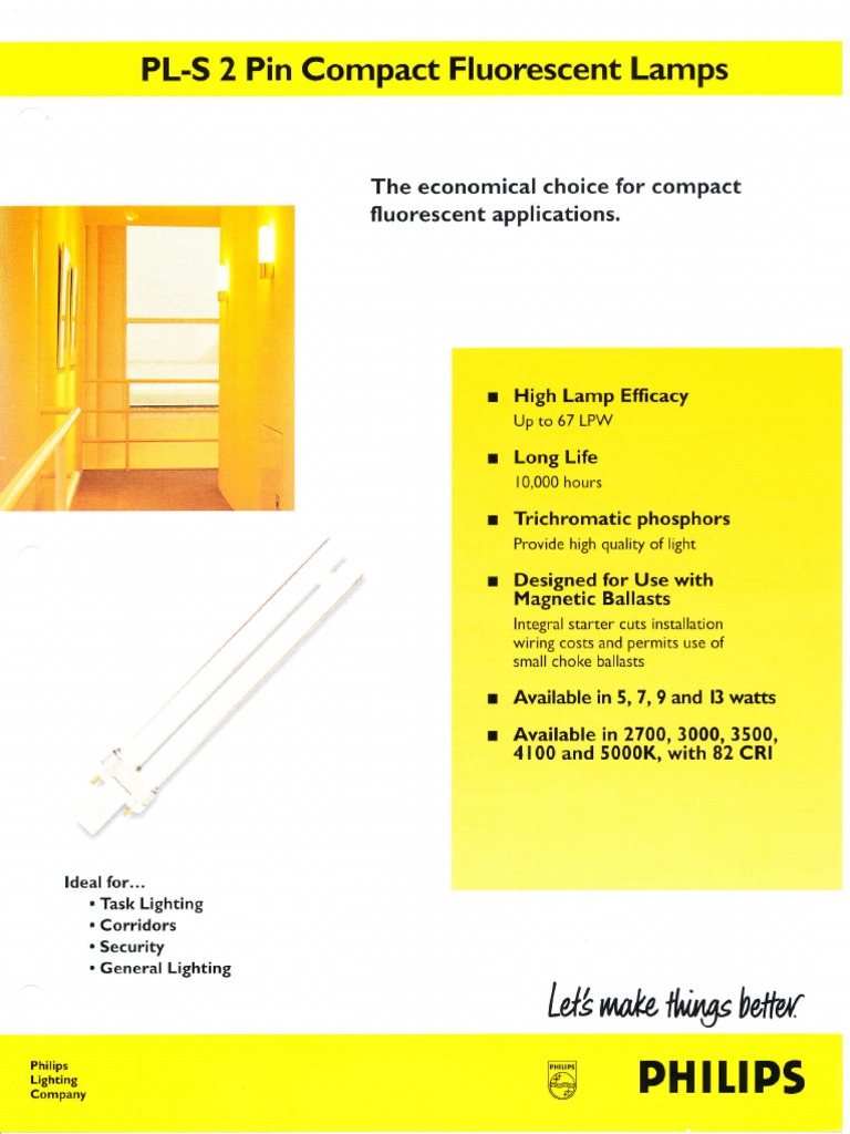 Philips PLS 2-Pin Compact Fluorescent Lamps Bulletin 11-97 | PDF ...