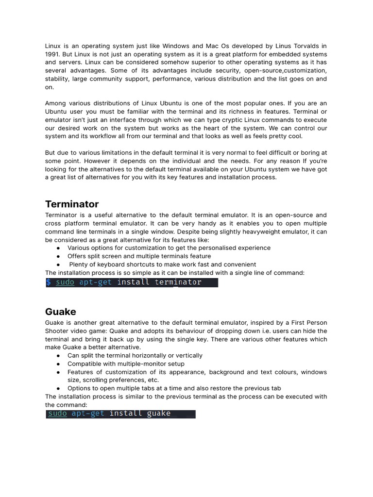 Best Terminal Alternatives For Ubuntu | PDF | Linux | Operating System