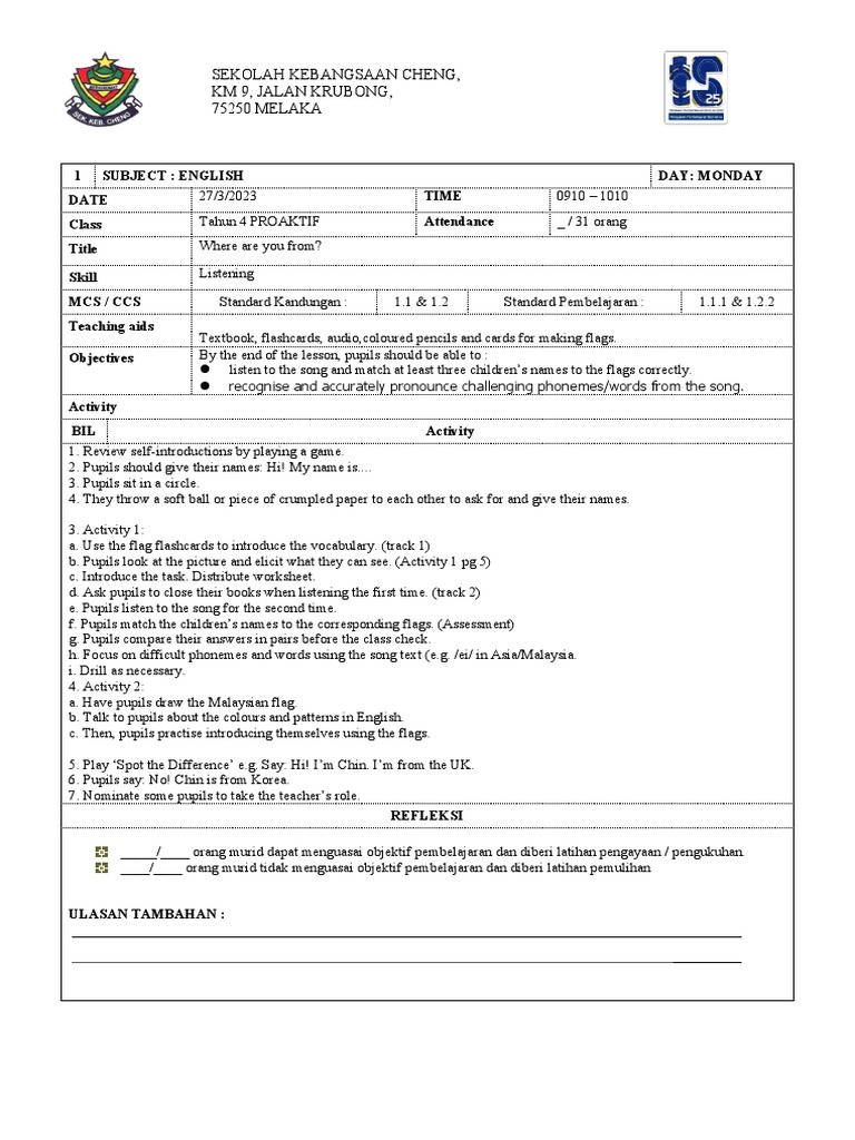 English Year 4 Unit 1 (Week 1) | PDF