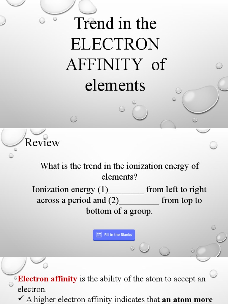Electron Affinity Trends Explained | PDF | Chemical Elements | Atoms