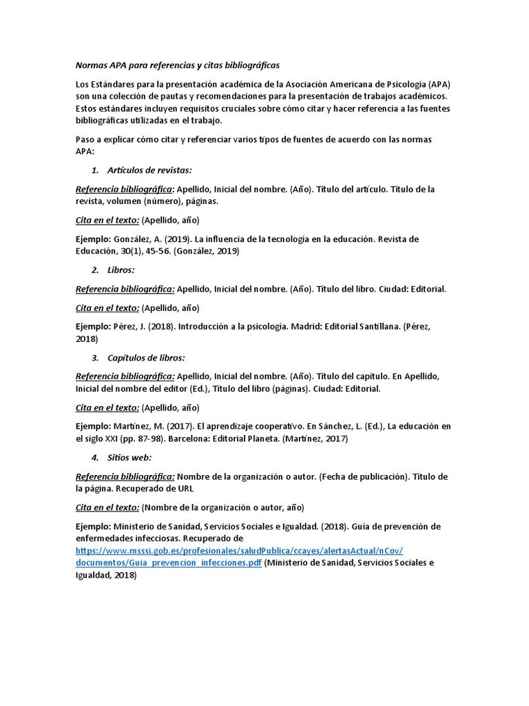 Normas APA para Referencias Bibliográficas | PDF | Citación | Estilo apa