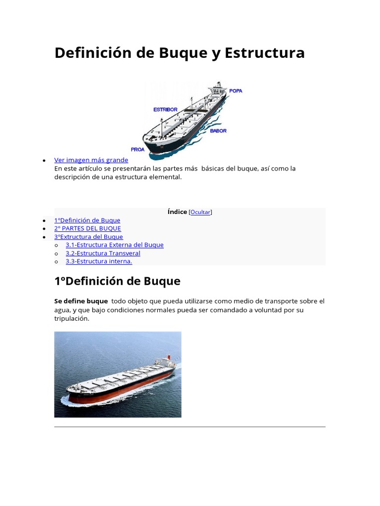 Partes y Estructura de un Buque | PDF | Buques | Puerto y estribor