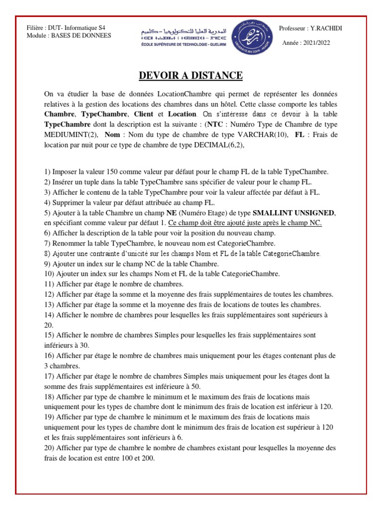 Devoir 1 A Distance | PDF