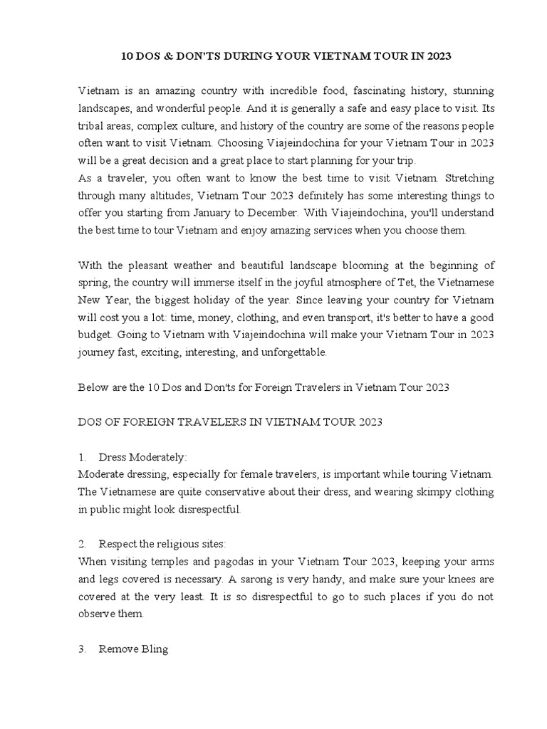 10 Dos & Don'ts During Your Vietnam Tour in 2023 | Download Free PDF ... 10 Dos & Don'ts During Your Vietnam Tour in 2023 | Download Free PDF ...