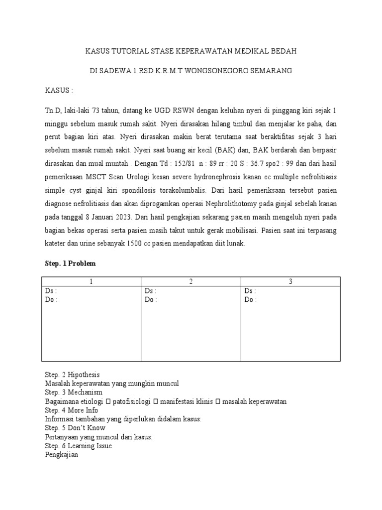 Kasus Tutorial Stase Keperawatan Medikal Bedah | PDF