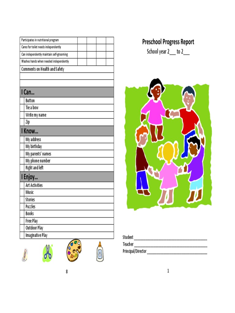 Preschool Progress Report: School Year 2 - To 2 | PDF | Rhythm | Speech