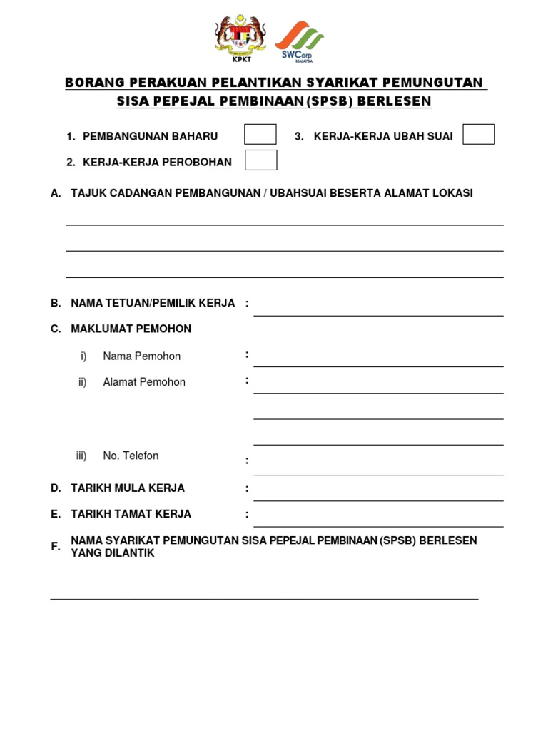 4677 - New 261021 BORANG PERAKUAN PERLANTIKAN KONTRAKTOR PEMUNGUTAN ...