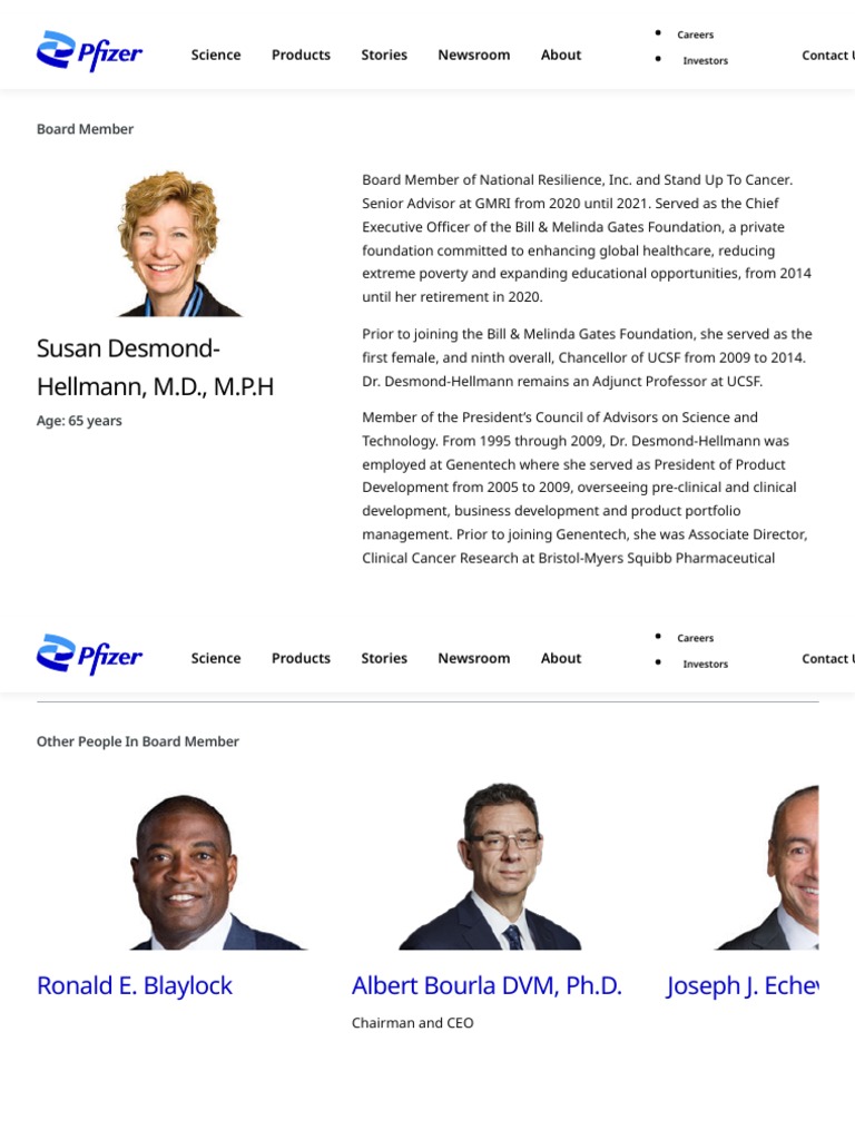 Susan Desmond-Hellmann, M.D., M.P.H - Pfizer | PDF | Wellness