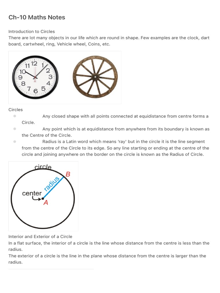Ch-10 Maths Notes | Download Free PDF | Circle | Perpendicular