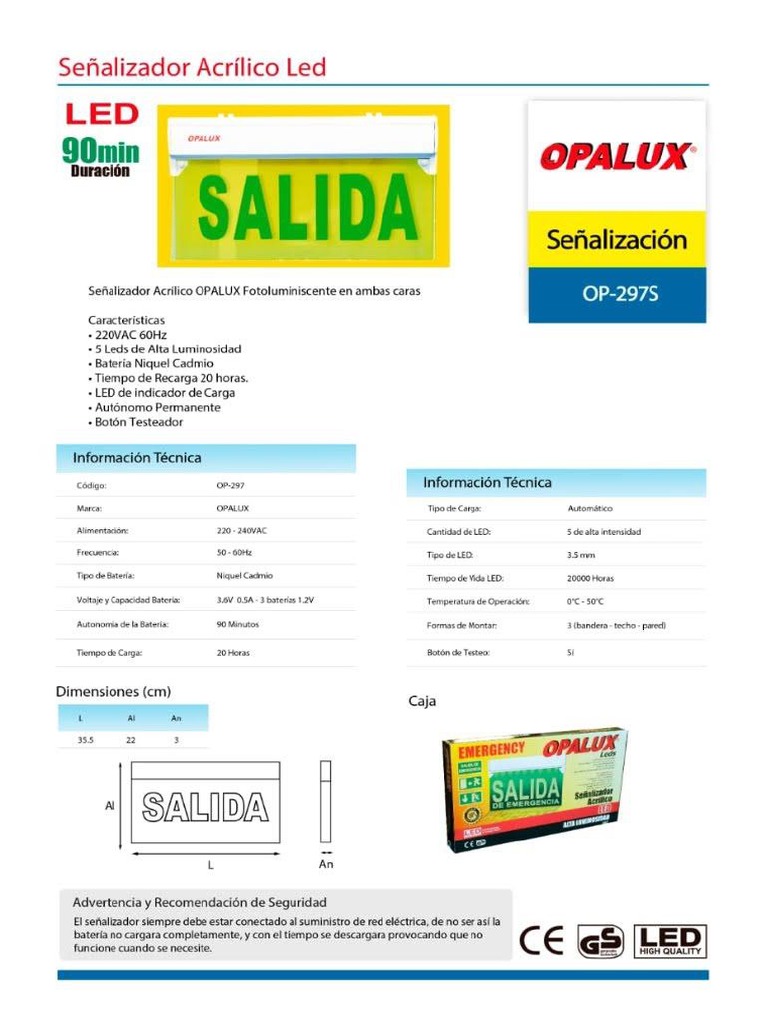 Letrero Salida - Opalux | PDF