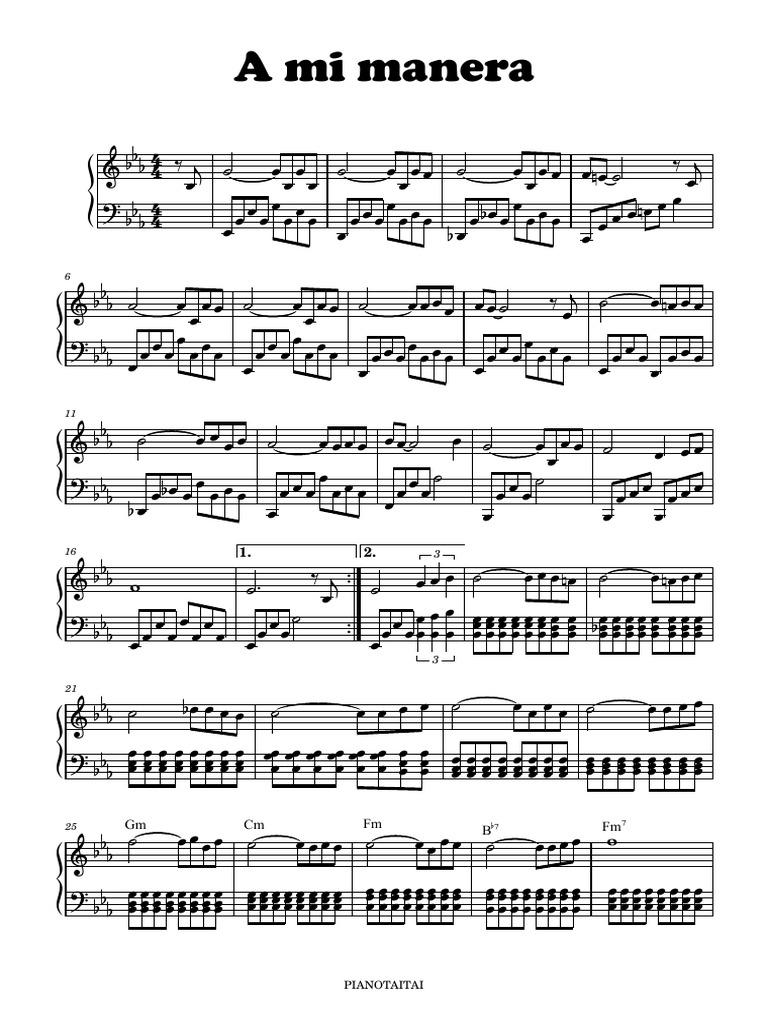 A Mi Manera Piano Solo | PDF