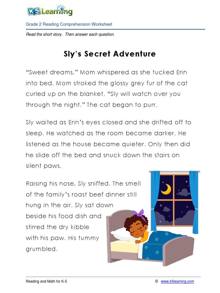 Sly's Secret Adventure: Grade 2 Reading Comprehension Worksheet | PDF ...