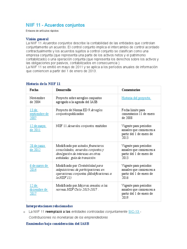 Niif 11 | PDF | normas internacionales de INFORMACION FINANCIERA | Contabilidad