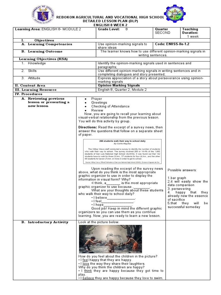 DLP English 8 Module 2 | PDF | Learning | Experience