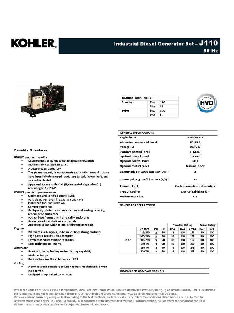 Industrial Diesel Generator Set - 50 HZ: General Specifications | PDF ...