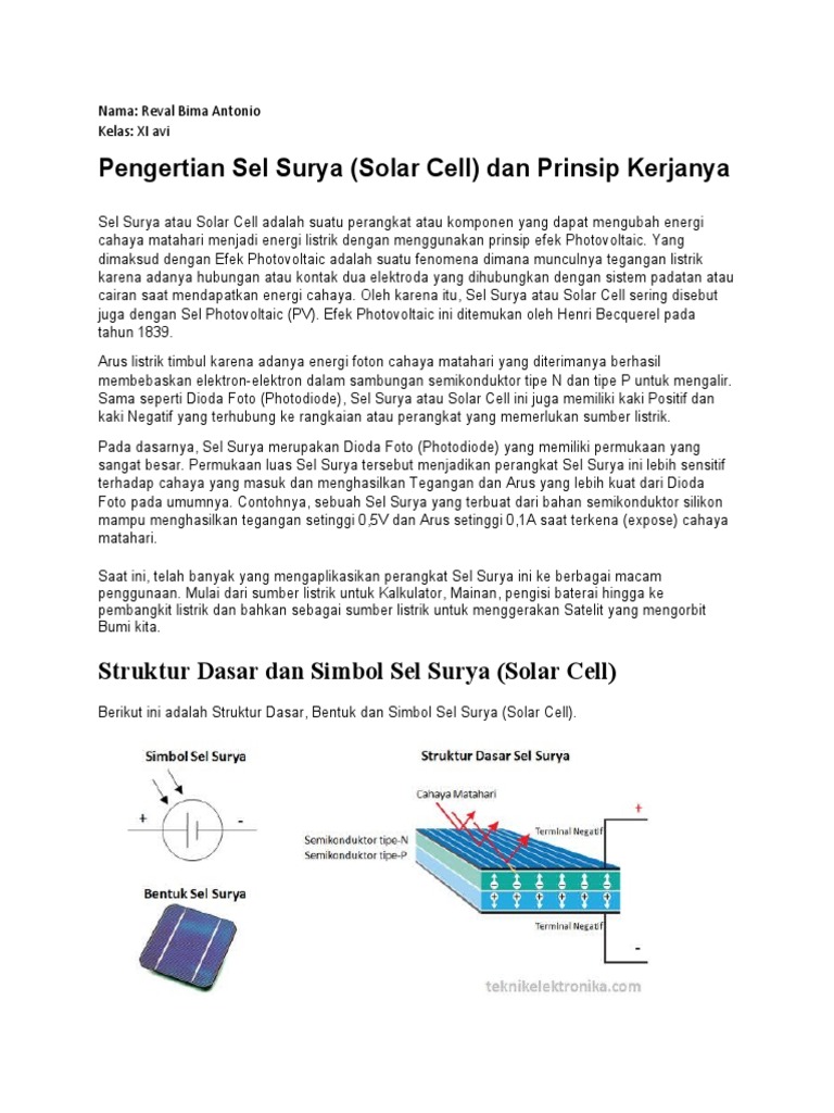 PENJELASAN TENTANG SOLAR CELL | PDF