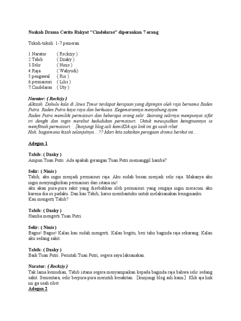 Naskah Drama Cerita Rakyat (Uty) | PDF