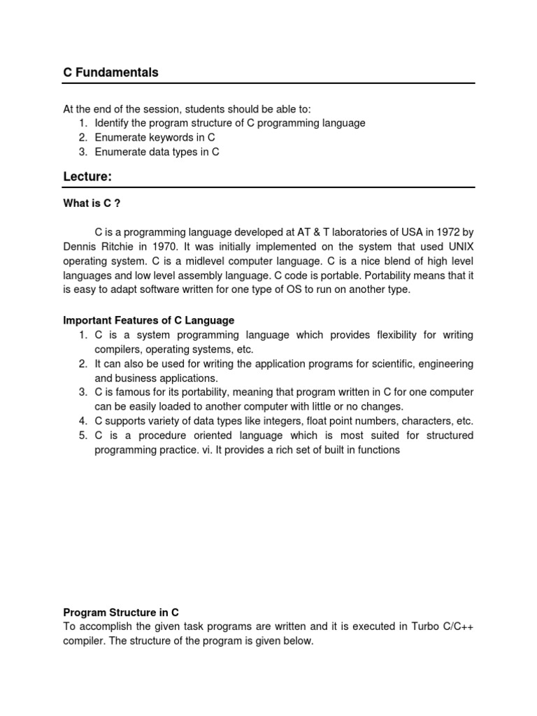C Fundamentals | PDF | Variable (Computer Science) | C (Programming Language)