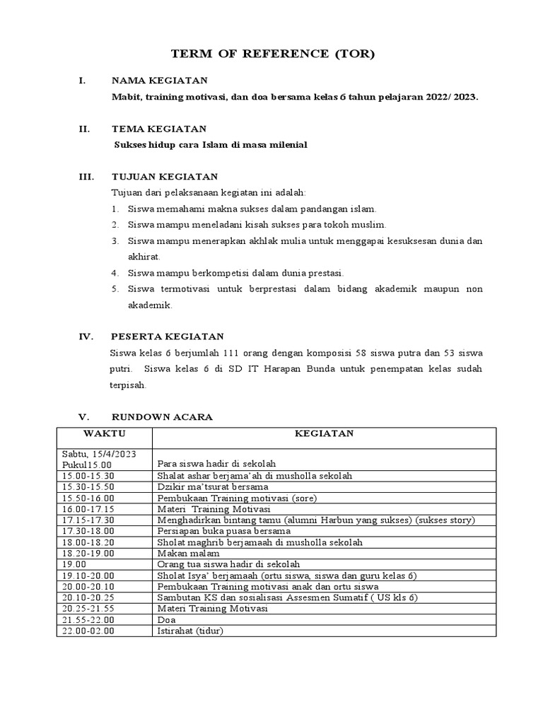TOR PEMBICARA PAK TRI | PDF