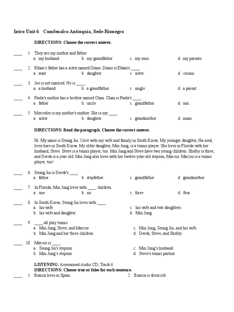 Intro Unit 6 | PDF | Living Arrangements | Human Life Stages