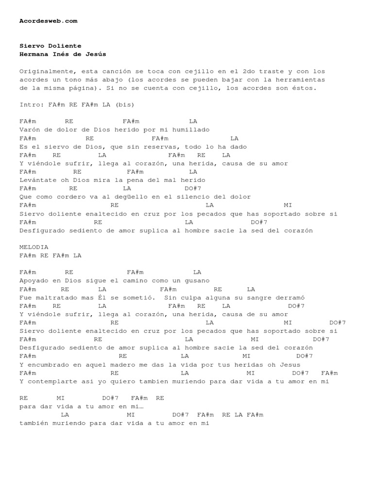 Siervo Doliente Hermana Ins de Jess Acordesweb Com | PDF