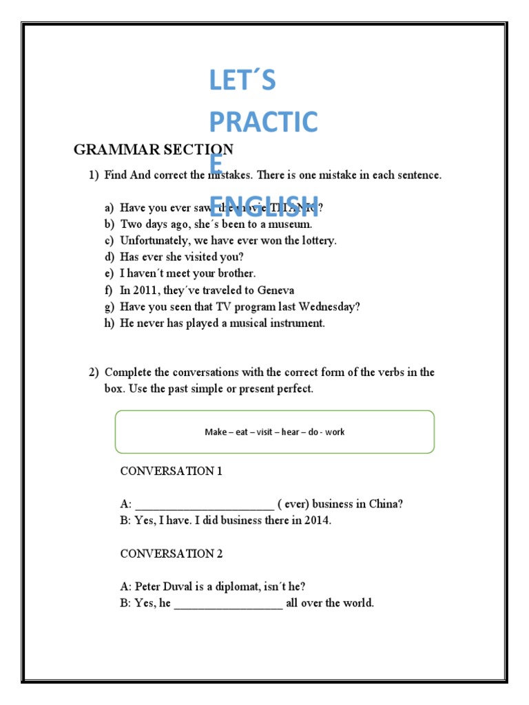 Grammar and Conversation Practice | PDF | Foreign Language Studies | Art