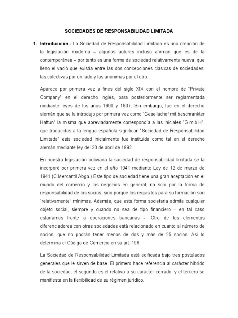 SOCIEDADES_DE_RESPONSABILIDAD_LIMITADA | PDF | Sociedad de responsabilidad limitada | Sociedad