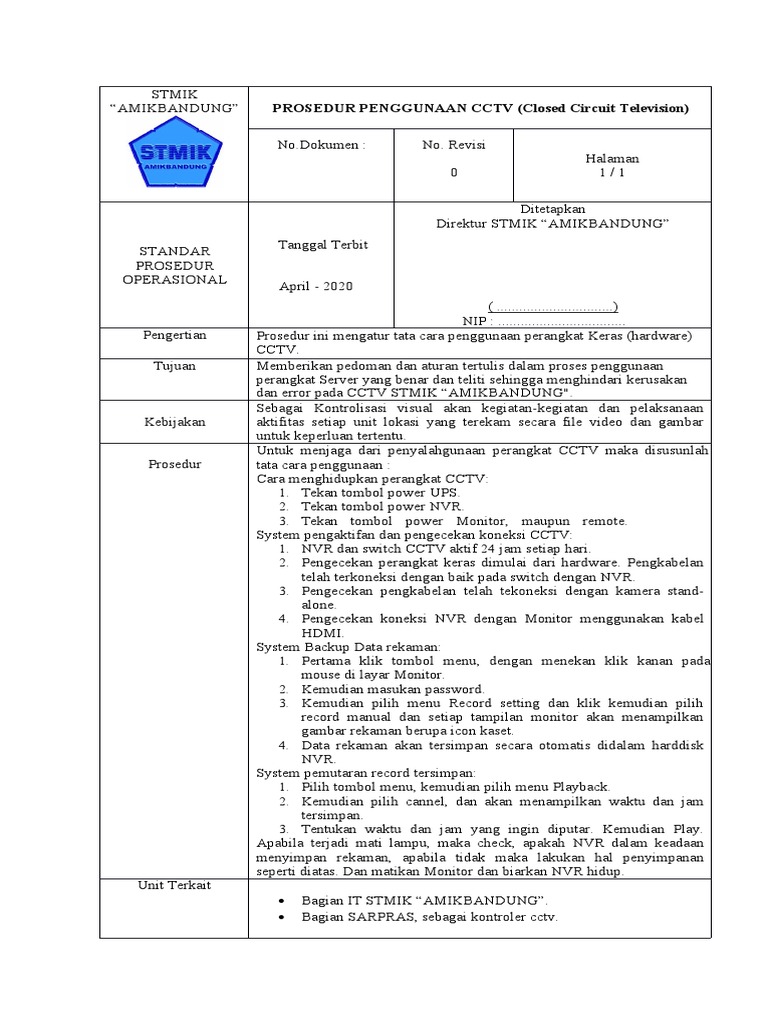 Prosedur Penggunaan Cctv_secara_umum_rev0 | PDF