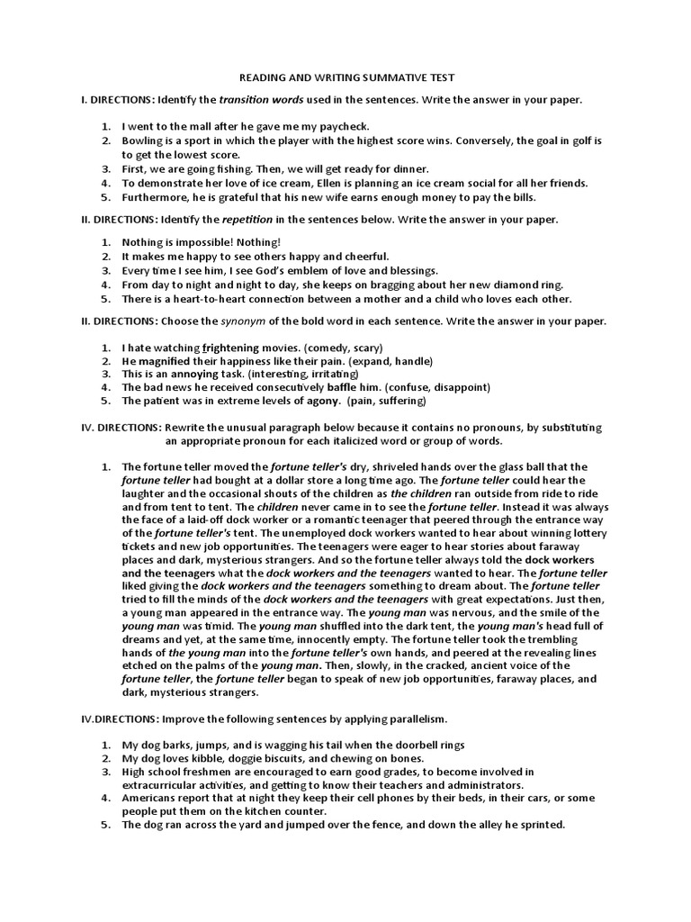 COHESION AND COHERENCE TEST | PDF