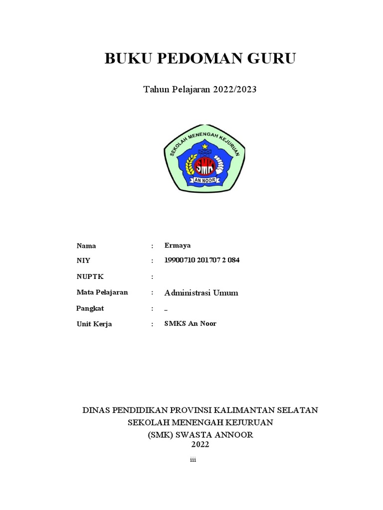 Buku Pedoman Guru: Tahun Pelajaran 2022/2023 | PDF